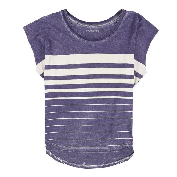 Mouchette | Tops | Mouchette Womens Striped Burnout Basic Tshirt Purple ...